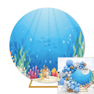 5ft(1.5m) Under The Sea Round Polyester Backdrop for Photography ...