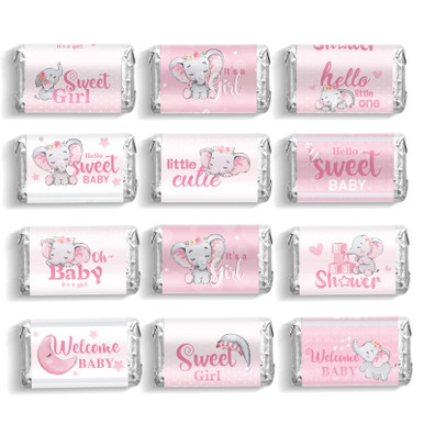 90 Pcs Elephants Candy Bar Wrappers Elephants Baby Shower Sticker ...