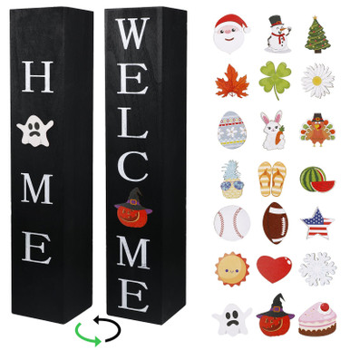 Jinei Interchangeable Double Sided Welcome Porch Sign with 21 ...