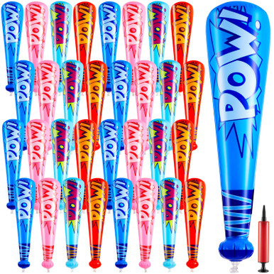 32 Pieces Pow Inflatable Baseball Bats 20 Inch Inflatable Toy Bat for ...