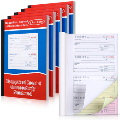 Crtiin 6 Books Money and Rent Receipt Book 3 Part Carbonless Receipt ...