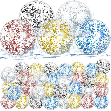 50 Pcs 12 Inch Inflatable Beach Balls Clear Glitter Beach Balls ...