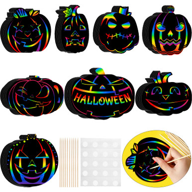 Tenceur Halloween Scratch Paper Crafts Kit Pumpkin Scratch Cards ...