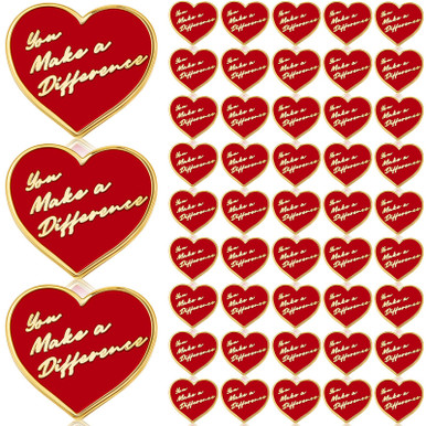 You Make a Difference Button Pins Heart Shape Motivational Lapel Pins ...