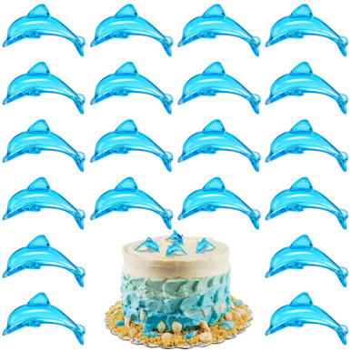 125 Pieces Acrylic Dolphins Cupcake Toppers Blue Dolphin Figurines ...