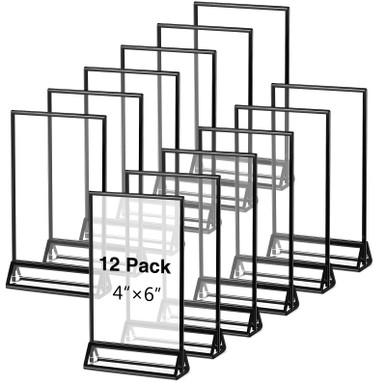 FairySandy 12 Pcs 4 x 6 Clear Acrylic Sign Holder with Borders and ...