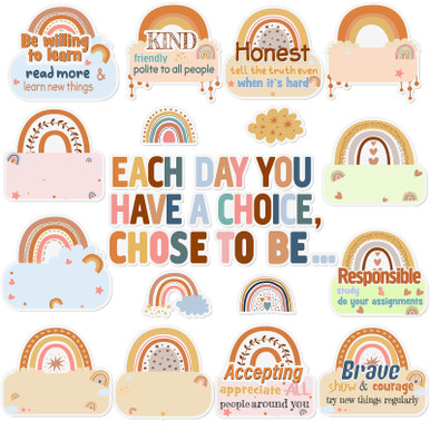 25 Pcs Rainbow Motivational Cutouts, Boho Bulletin Board Decorations ...