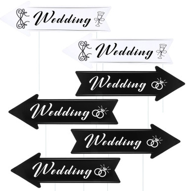 6 Pcs Large Wedding Directional Yard Signs 22 x 7 Inch Double Sided ...