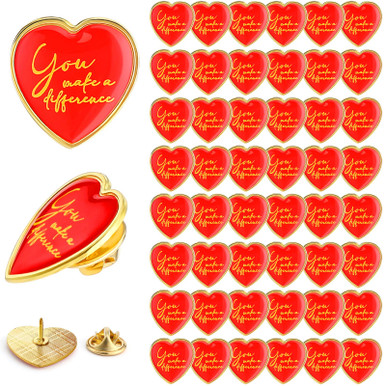 Unittype 48 Pcs You Make a Difference Button Pins Heart Shape ...