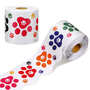 Eaasty 69 Feet Colorful Paw Print Bulletin Board Borders Scalloped ...