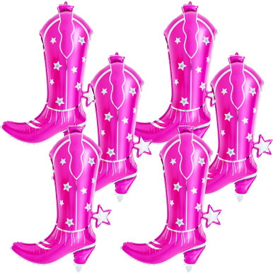 Jenaai 6 Pcs Cowgirl Boot Balloons, 34 Inch Pink Boot Foil Balloon for ...