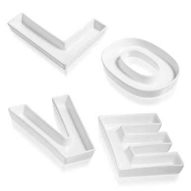 Uiifan LOVE Decorative Ceramic Small Letter Candy Dish Plates Set Small ...