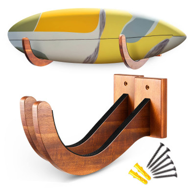 Chunful 4 Pcs/ 2 Sets Surfboard Rack Surfboard Wall Mount Wood ...