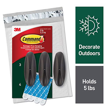Command Outdoor Metallic Bronze Hooks, 3 Hooks, 4 Strips (AW083BZ-3NA ...