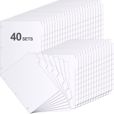 Fulmoon 320 Pieces 3 Ring Binder Dividers with Tabs 40 Sets 8 Tab ...
