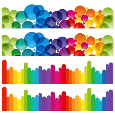 Clabby 48 Sheets Rainbow Bulletin Board Borders Set Colorful Bubble ...