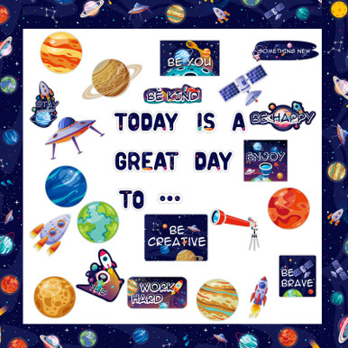 Harloon 41 Pcs Space Themed Classroom Bulletin Board Sets Today is A ...