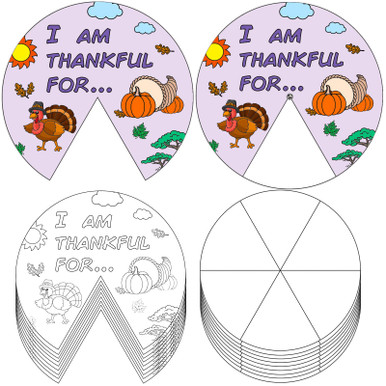 Poen 24 Pcs Color Your Own I Am Thankful for Wheel Craft Kit Coloring ...