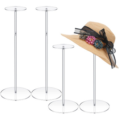 Pinkunn 4 Pcs Acrylic Hat Stand Clear Wig Display Rack Adjustable ...