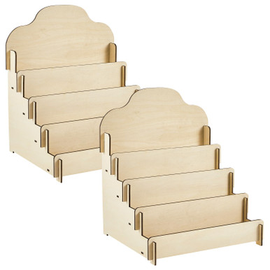 Barydat 2 Pcs 4 Tier Greeting Card Display Stand Wooden Sticker Display ...
