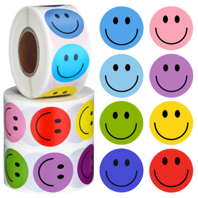 Outus 3000 Pcs Face Smile Stickers 1 Inch Happy Incentive Smile Labels ...