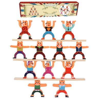 GOTHINK Bear Stacking Game Set, 12pc Wooden Balance Building Blocks ...