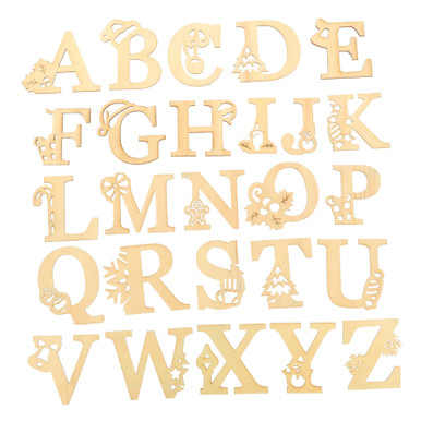 BESTOYARD Home Decor 54pcs Christmas DIY Alphabet Rustic Decor Wood ...