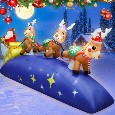 Inflatable Santa and Reindeer 11Ft, Lighted Christmas Santa Claus ...