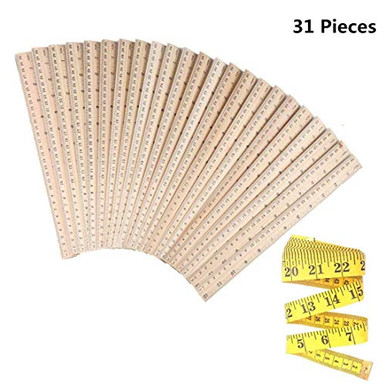 30 PCS Wood Rulers Wooden Ruler Student Rulers School Rulers Office ...