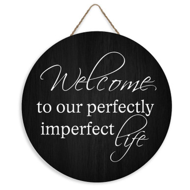Mighun Welcome to Our Perfectly Imperfect Life Sign Front Door Decor ...
