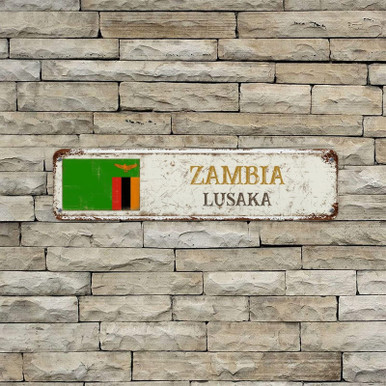 Zambia Lusaka Flag Metal Tin Plaque Vintage Style Aluminum Metal Tin ...