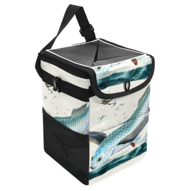 RODAILYCAY Vintage Flying Fish Trash Can Storage Bag for Car with Lid ...