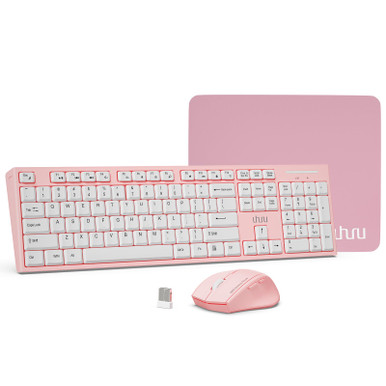 UHURU Pink Wireless Keyboard and Mouse, Keyboard and Mouse Combo with ...