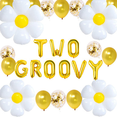 DXary Two Groovy Balloons Daisy 2nd Party Decorations Groovy Birthday ...