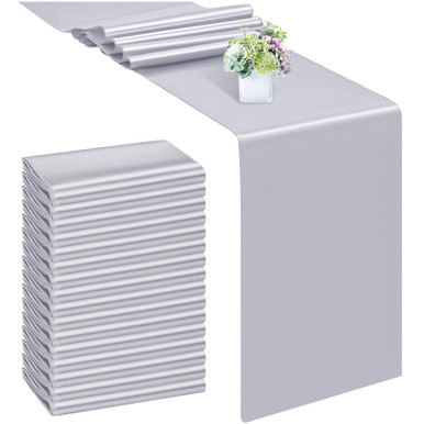16 Pack Silver Table Runner 12 x 108 Inch Satin Table Runners Long ...
