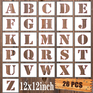 BTORER 12 Inch Letter Stencils Symbol Alphabet Craft Templates, 26Pcs ...