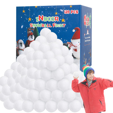 120 Pack Indoor Snowball Fight Set, Soft Fake Snowballs for Kids, Plush ...