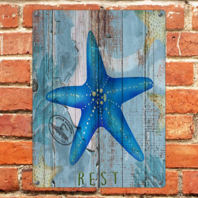 Farmhouse Metal Signs Nautical Beach Ocean Theme Underwater Starfish ...