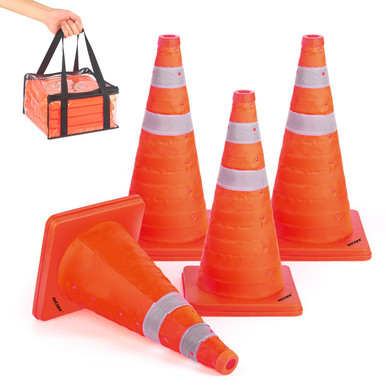 BATTIFE [4 Pack] 18'' inch Collapsible Traffic Safety Cones, Orange ...