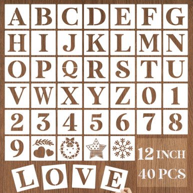 YEAJON 12 Inch Letter Stencils and Numbers, 40 Pcs Alphabet Drawing ...