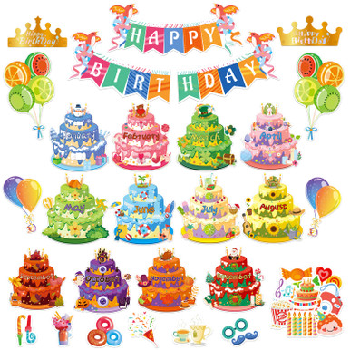 32PCS Happy Birthday Bulletin Board Decorations, Birthday Month ...