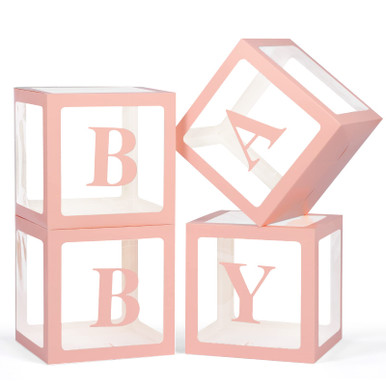 Voircoloria Baby Boxes with Letters for Baby Shower, 4 Transparent ...
