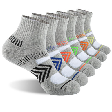 COOPLUS Mens Cushioned Ankle Socks, Cotton Athletic Performance Quarter ...