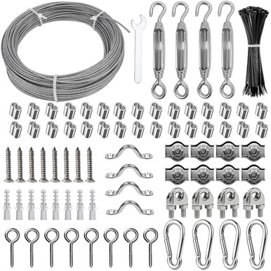 172 Pieces Steel Cable Wire Rope Kit, 30m Stainless 304 Steel Cable Turnbuckle, M5 Turnbuckle ...