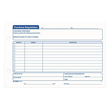 TOPS Purchase Requisition Pad, 10 Lines, 5.5 x 8 Inches, 100 Sheets per ...