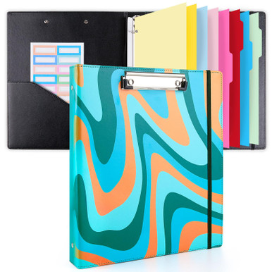 3 Ring Binder 1 Inch, Colorful 3 Ring Binder with Clipboard PU Leather ...