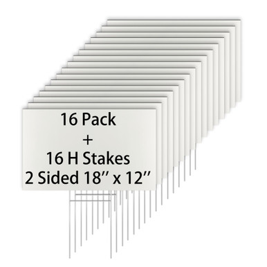 Blank Yard Signs With H-Metal Stakes, 18 x 12 In White Plastic Blank ...