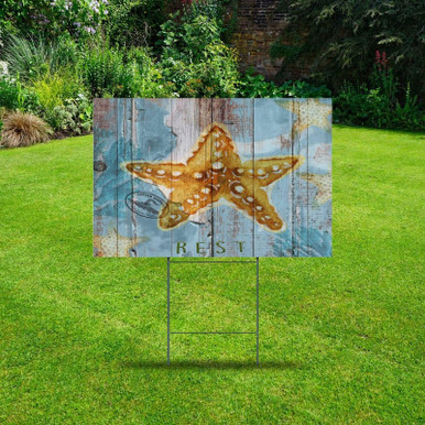 Nautical Beach Ocean Theme Underwater Starfish Yard Sign 12x18 Inch ...