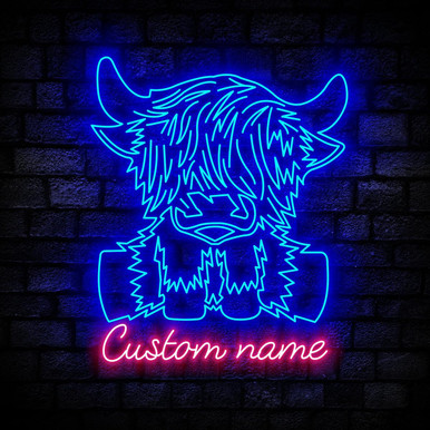 Highland Cow Neon Sign - Custom Name Cow Neon Sign For Home, Birthday ...