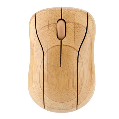 Wireless Optical Bamboo Mouse, 2.4GHz Silent Clicking Cordless Portable ...
